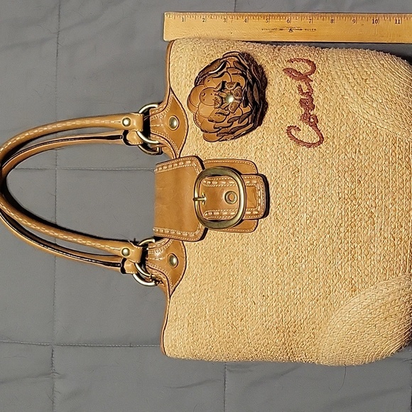 Coach | Bags | Coach Summer Raffia Leather Large Flower Satchel | Poshmark